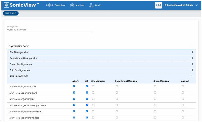 SonicView Users' Role Permissions – Provana